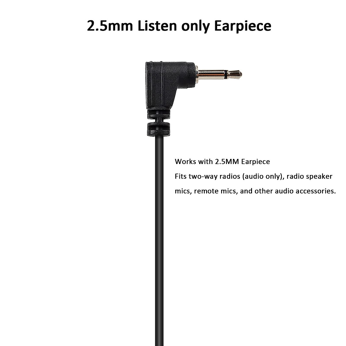 HYS 2.5mm Receiver/Listen Only Earphone TC-617 G Shape Soft Flexible Ear Hook Earpiece Headset for Two-Way Radios, Transceivers and Radio Speaker Mics Jacks