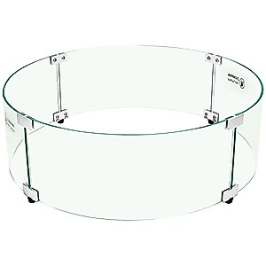 Apromise Fire Pit Wind Guard - 23" x 7" Fire Pit Glass Wind Guard for Round Fire Pit Table | 1/4-Inch Thickness Tempered Glass & Hard Aluminum Corner Brackets