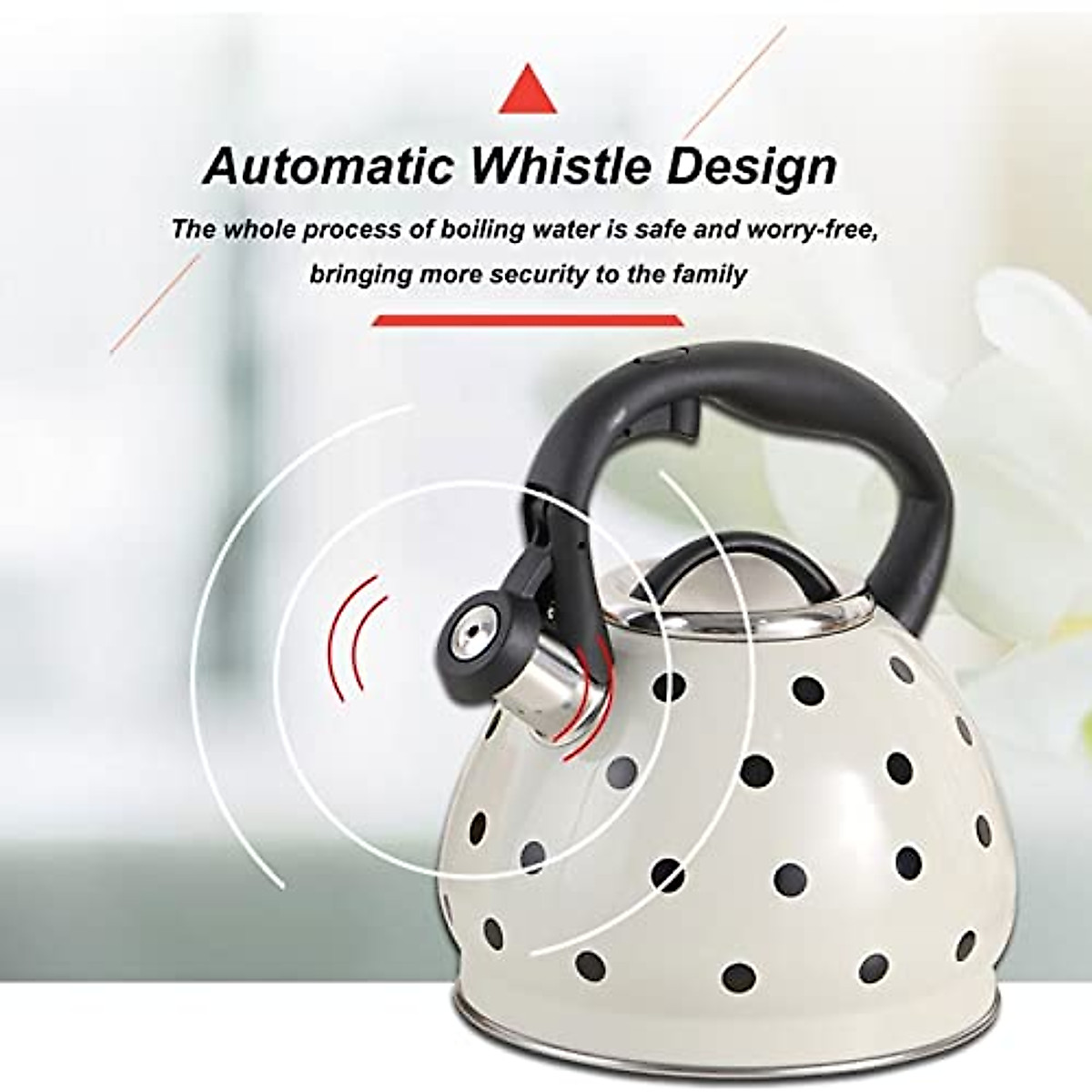Tea kettle, Red Whistling Tea Kettle for Stove Top, Stainless Steel Cute Teapot with Handle, Induction Cooker Household Kitchen (Color : Red, Size : 3L)