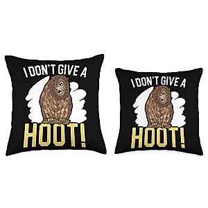 Owl Whisperer Bird Lover SteMi Apparel I Don't Give A Hoot Lover Nocturnal Bird Owl Whisperer Throw Pillow, 16x16, Multicolor