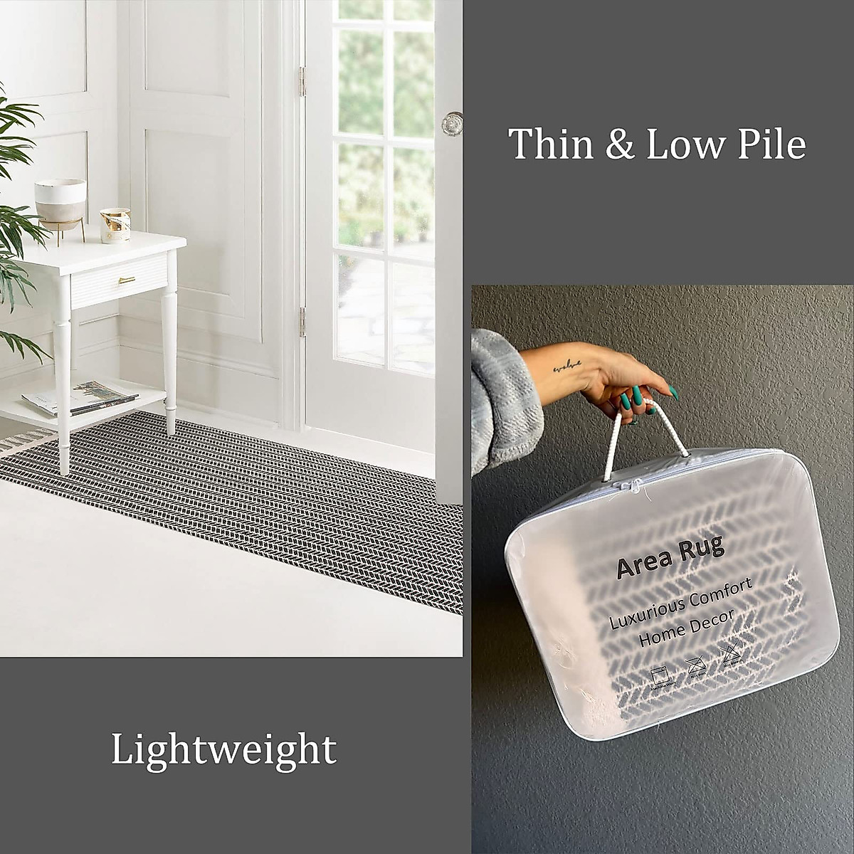 Lahome Boho Bathroom Rugs, Small 2x3 Entry Rug Washable Front Door Bath Mat Woven Cotton Area Rug with Tassels, Farmhouse Non Shedding Lightweight Grey Throw Rug Low Pile Carpet for Kitchen