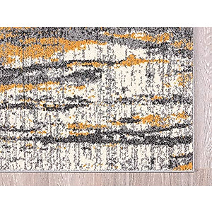 Abani Rugs Grey & Yellow Painted Pattern Area Rug Bold Rugged Contemporary Modern Style Accent, Laguna Collection | Turkish Made Superior Comfort & Construction | Stain Shed Resistant (5' x 7')