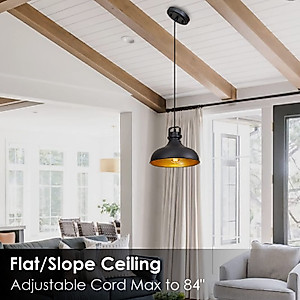 ALAISLYC Black Farmhouse Pendant Lights Matte Pendant Lighting for Kitchen Island Industrial Adjustable Height Vintage Dome Hanging Light Fixtures for Barn, Dining Room 3 Packs