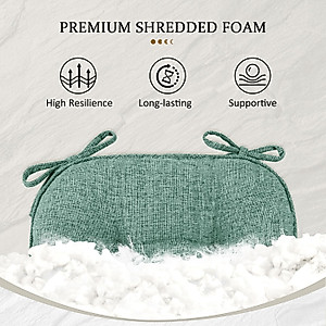 LOVTEX Kitchen Chair Cushions Set of 4, Non-Slip Chair Cushions for Dining Chairs, Shredded Memory Foam Chair Pads with Ties, Tufted Dining Chair Cushions, 15.5" x 15.5", Green