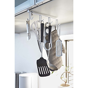 Yamazaki 2441 Home Under Shelf Utensil Storage-Plate Cabinet Rack Organizer, White