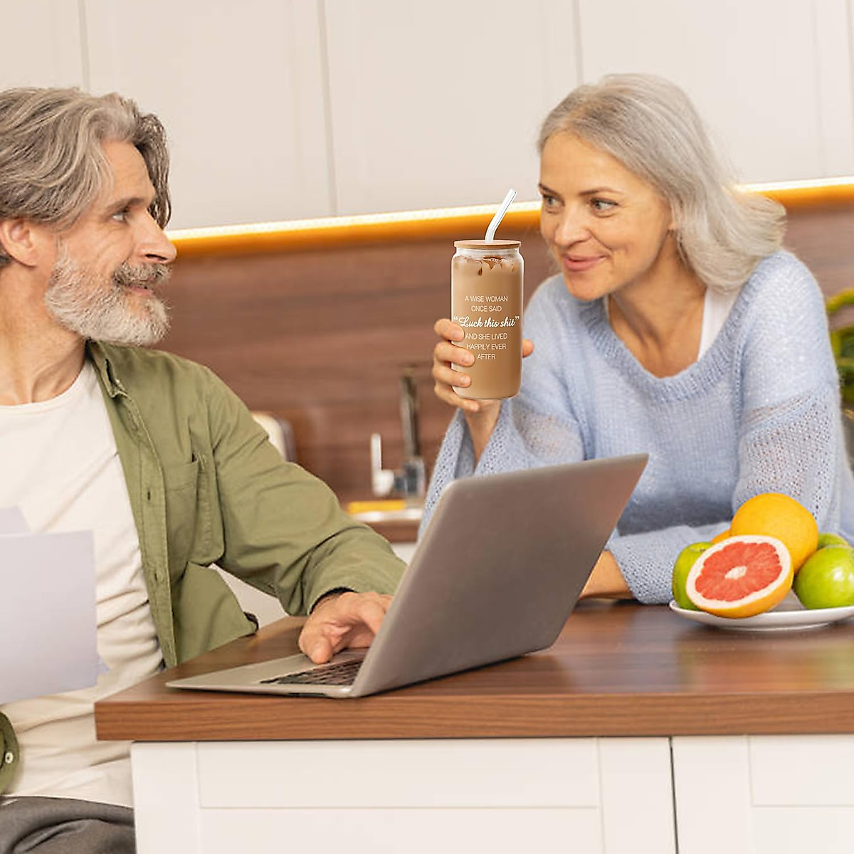 Gifts for Women,Funny Birthday Gifts,Gag Gifts for Coworker,Retired Friend,Boss,Teacher,Nurse,Mother,Valentine Day Gifts for Girlfriend,Sister - A Wise Woman Once Said "F*ck this sh*t" 18 OZ Can Glass