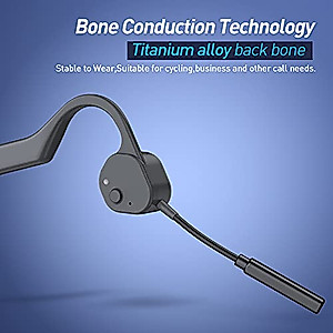 VIDONN Bone Conduction Headphones with Mic, Bluetooth Headset with Noise-Canceling Boom, Open-Ear Headphones for Home Office Education Business Trucker Online Teaching/Learning