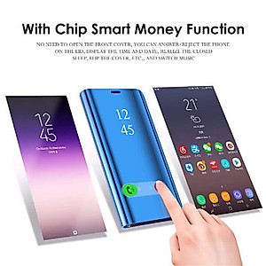 AIsoar Compatible/Replacement fit Galaxy J7 2018 Case, Cover Mirror Smart Clear View Window Flip Case Slim Multi-Function Mirror Case S-View Stand flip Folio Full Body Protection Cover (Silve