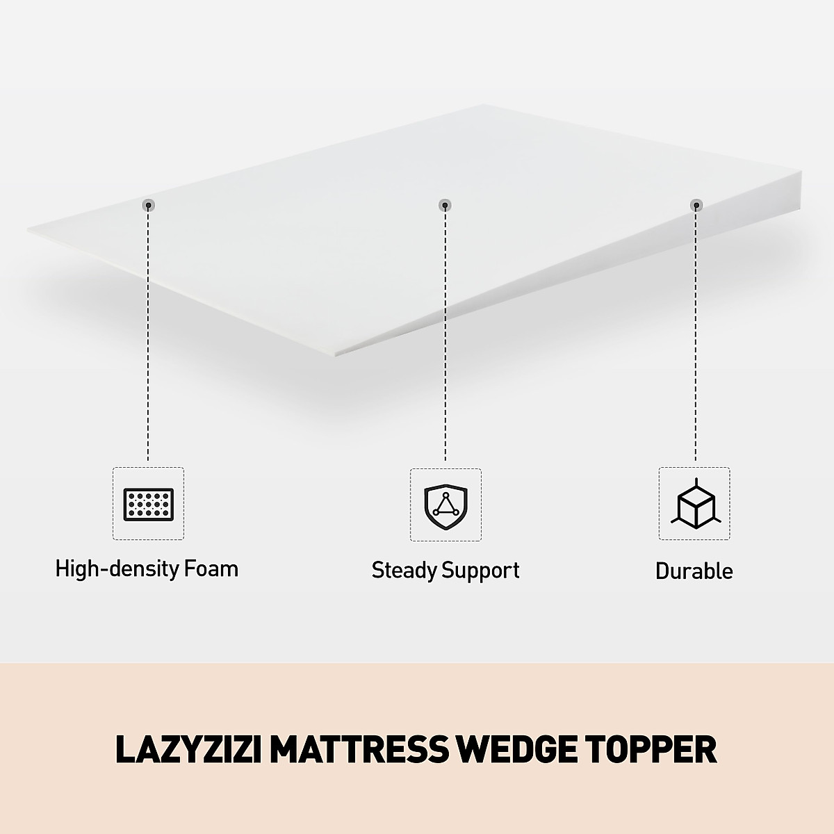 Lazyzizi Mattress Wedge Only, 5-Inch Queen Inclined Bed Wedge Mattress Topper for Acid Reflux, GERD, Neck & Back Pain, Snoring, Adjustable Elevator Under Mattress Support for Bedroom