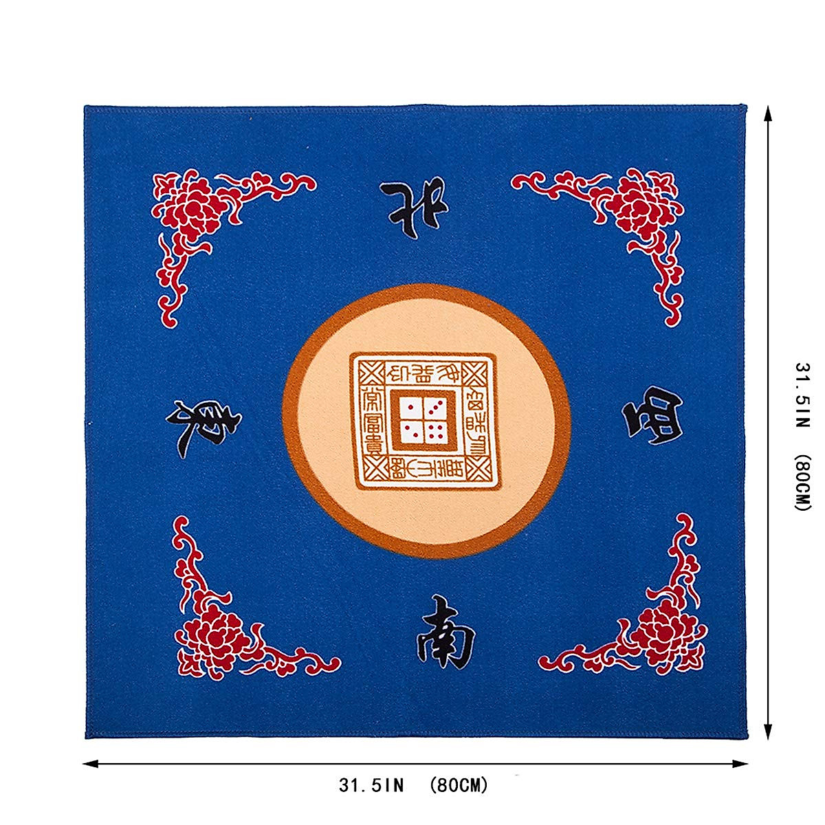 TJ Global Universal Mahjong/Paigow/Card/Game Table Cover 31.5" x 31.5" (80cm x 80cm) (Blue)