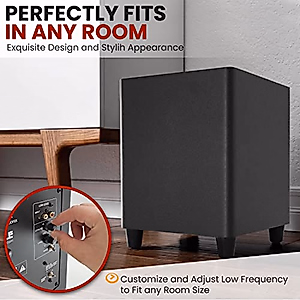 PyleUsa Active Down Firing Subwoofer - 10 Inches, Ported Design with High-to-Low Input Level Controller, Invisible Down-Firing Speaker, Color Black, Built-in Convenience - PSUB10A