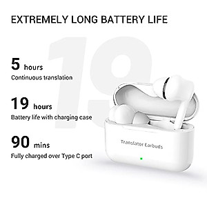 ANFIER Language Translator Earbuds M6 Support 71 Languages & 56 Accents 0.5s Real Time Translation, for Music and Calling, Wireless Translator Device with APP Fit iOS & Android