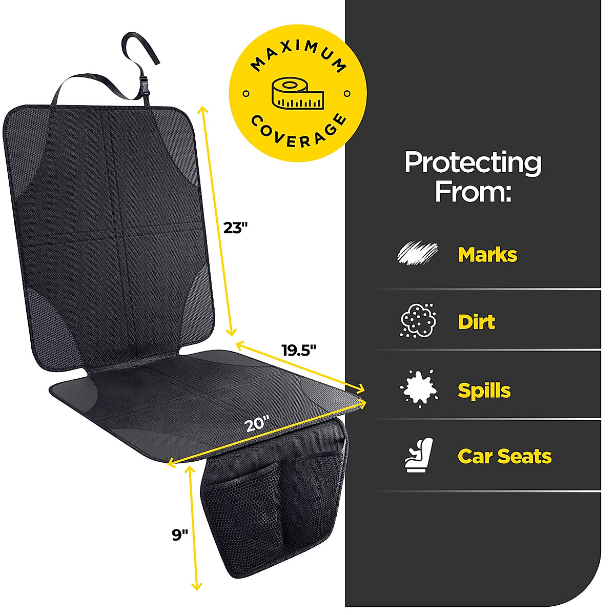 lebogner Car Seat Protector + Backseat Organizer With iPad and Tablet Holder, 5 Pocket Storage Car Seat Back Cover & Kick Mat Protector
