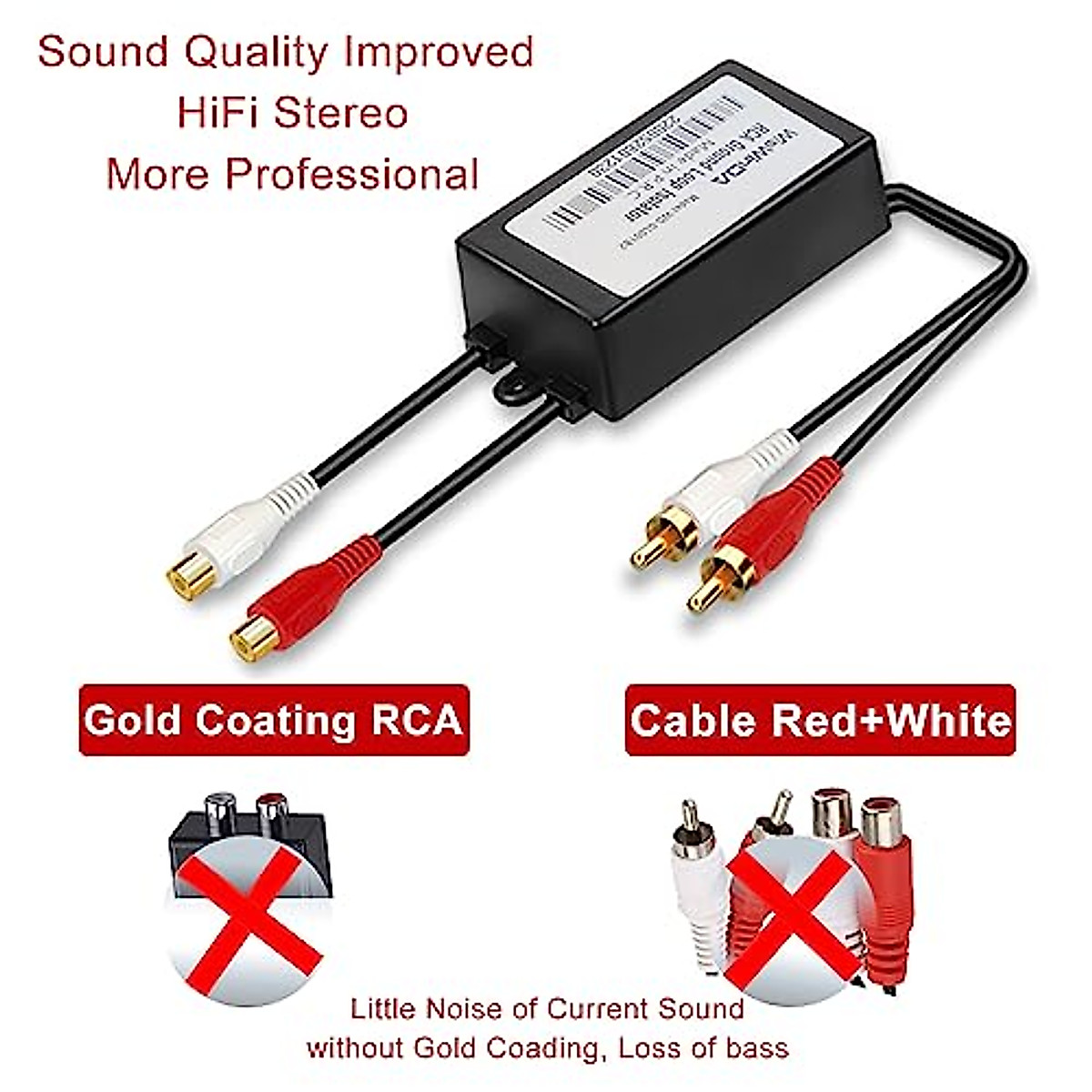 RCA Noise Filter Hum Eliminator (No Reduce Bass) Ground Loop Isolator ...