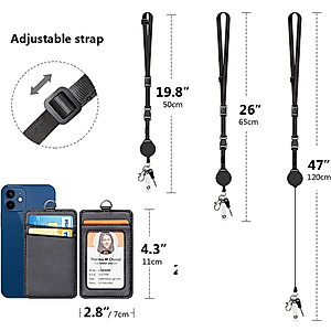 Leather Badge Holder and Adjustable Retractable Lanyards, Quick Release Buckle and Safety Breakaway Lanyards with Swivel Metal Clasp for Offices, Staff, Students, Employees