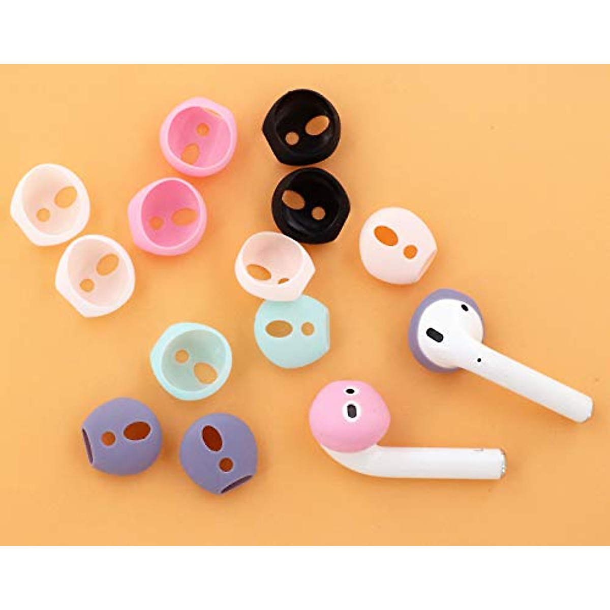 IiEXCEL [ Fit in Case ] 6 Pairs Thin Replacement Eartips Slim Gel Earbuds Ear Tips Skin Accessories Compatible with AirPods 1 and 2 [Fit in Charging Case] 6 Multicolor