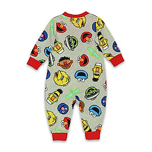 Sesame Street Elmo Cookie Monster Infant Toddler Footless Sleeper Pajamas (2T, Gray)