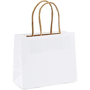 Sparkle and Bash Mini White Paper Thank You Gift Bags with Handles for Baby Shower, Birthday Party (50 Pack)