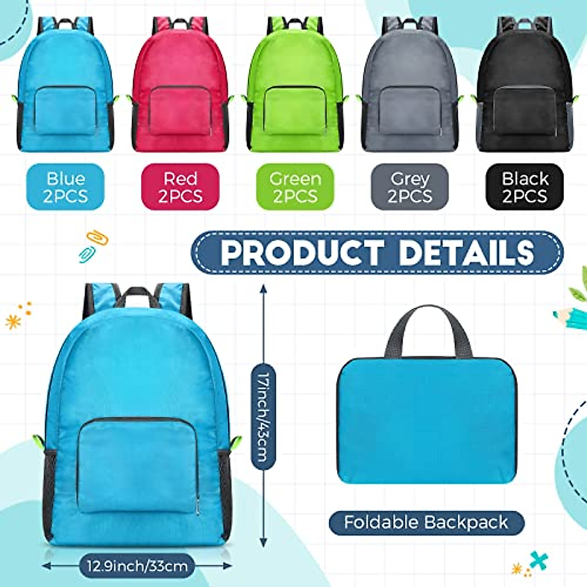 Jexine 10 Pcs Backpacks Bulk 16.5 Inch Lightweight Backpacks Student School Book Bag Book Bags for Kids for Travel (Multicolor)