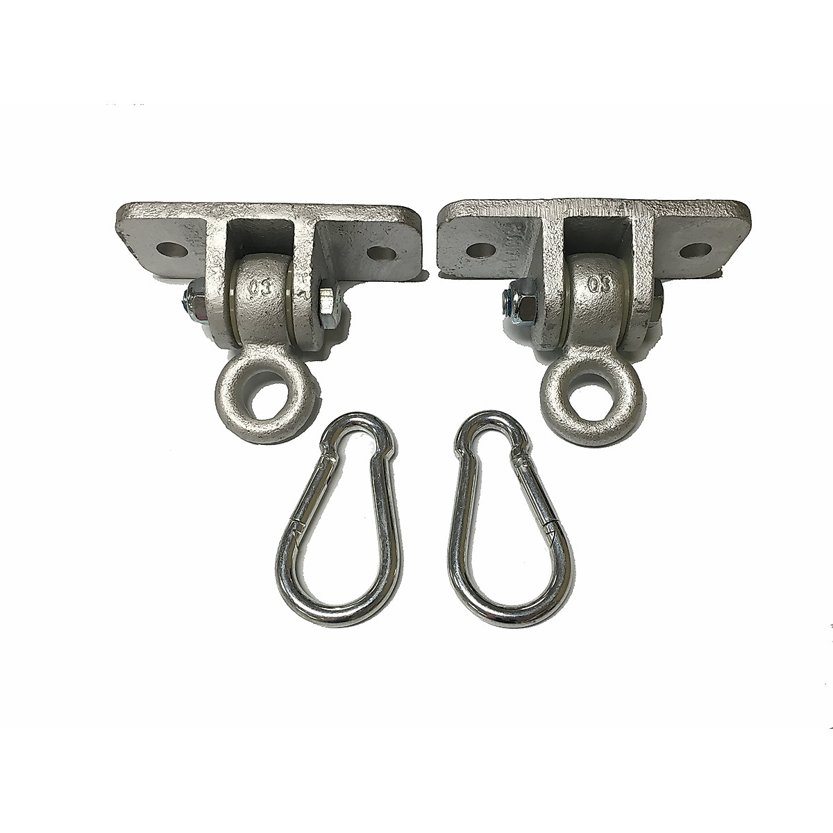 CONGO Set of 2 Commercial Swing Hangers Galvanized to Attach to Wooden Beams - Now Includes Bonus Hanging Snap Hooks (Carabiners)