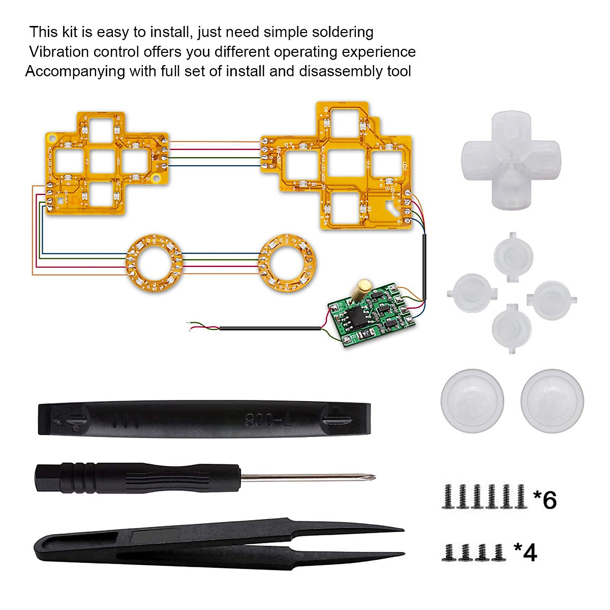 6Color Luminated DPad Thumbstick Thumb Grip DTF LED Buttons Kit for PS4 Controller
