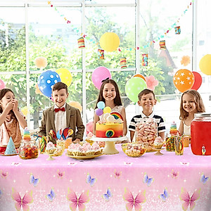 Butterfly Tablecloth 2 Pack Pastel Plastic Tablecloth Butterfly Table Cloth Disposable Butterfly Table Cover for Butterfly Baby Shower Decorations Spring Theme Birthday Party Supplies, 108 x 54 Inch