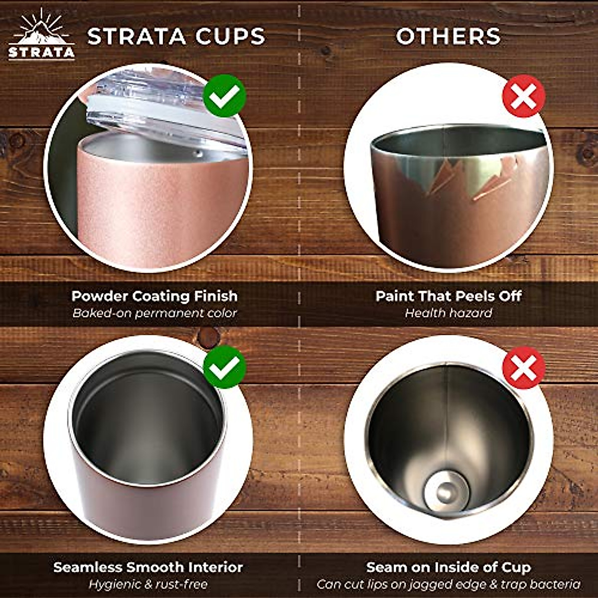 STRATA CUPS Skinny Tumblers with Lids and Straws (4 Pack) - 20 oz Double Wall Insulated Slim Stainless Steel Silver Tumblers with Straw Cleaner | Reusable Travel Mug for Hot and Cold Beverages