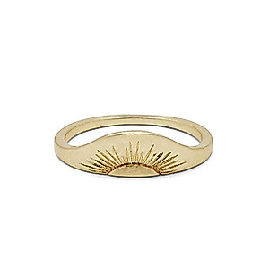 Pura Vida Gold-Plated Rising Sun Ring - Brass Base, Hammered Finish - Size 7