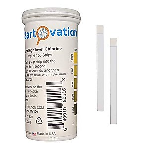 Extra High-Level Chlorine Test Strips, 0-10,000 ppm [Vial of 100 Strips]