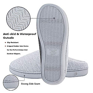 DL Womens Memory Foam Slippers, Cozy Slip on Bedroom/House Slippers For Indoor Outdoor, Comfy Women's Warm Soft Flannel Lining Home Slippers Size 7-8 Grey