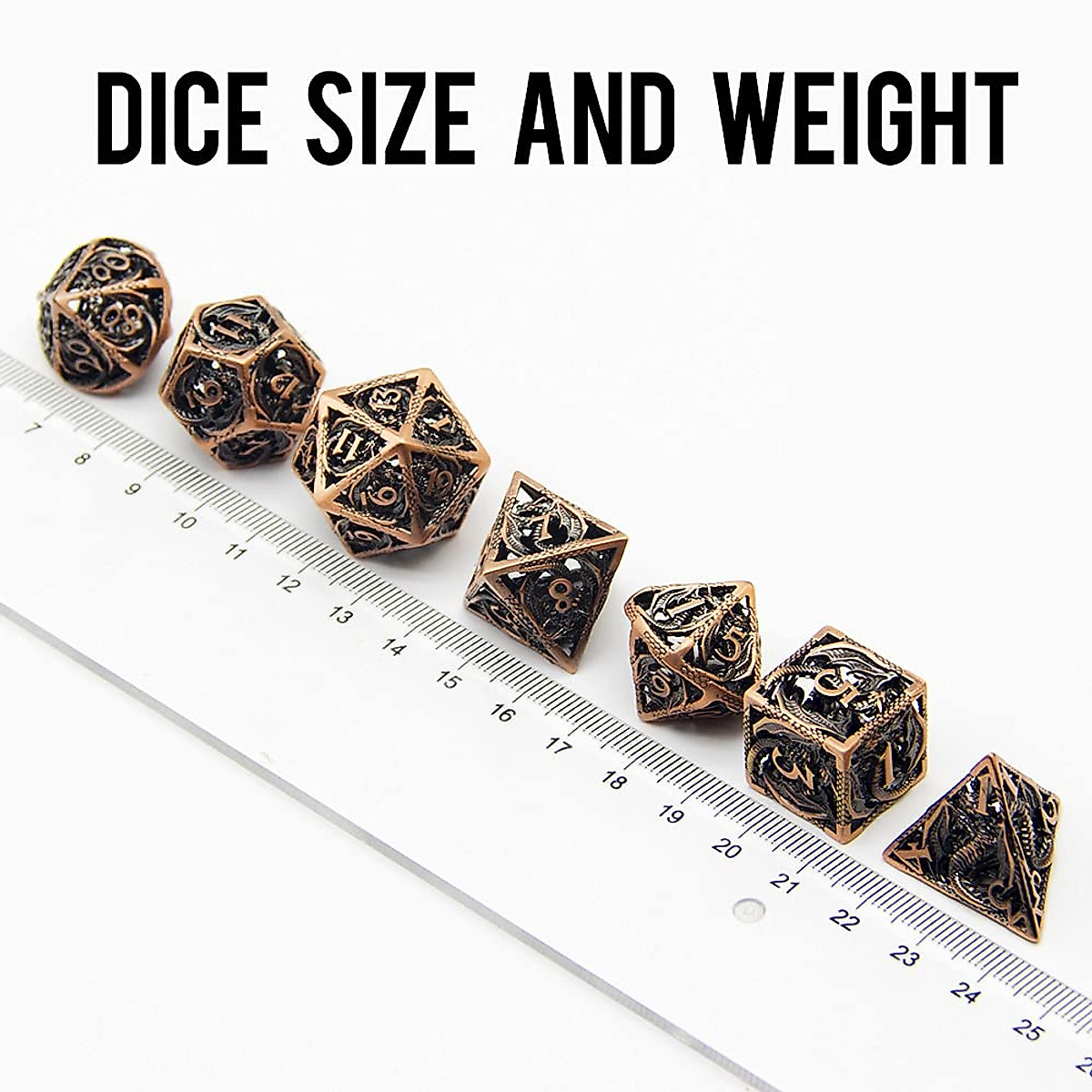 DND Dice Set Polyhedral Metal Dice Dungeons and Dragons Ttrpg Role Playing Game D&D Dice Set 7pcs D8 D4 D12 D20 & D10(Random distribution color Ancient-leaden Grey or Ancient red copper)