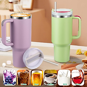 BELYQLY New Version 40oz Stainless Steel Vacuum Insulated Tumbler with Lid and Straw for Water, Smoothie and More, Iced Tea or Coffee (Lilac Purple)