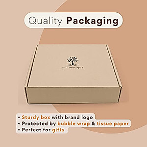 FJ Designs Decorative Bowl Set - Farmhouse Wooden Bowl, Beads Garland | Neutral Home Decor | Coffee Table Centerpiece | Key Bowl for Entryway | Boho | Rustic