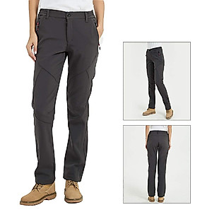 JOMLUN Women's Outdoor Hiking Pants Fleece Slim Soft Shell Snow Ski Pants Waterproof Windproof Winter