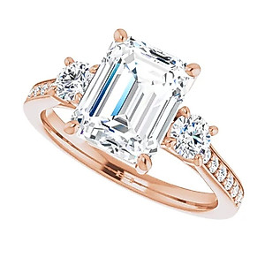 925 Silver,10K/14K/18K Solid Rose Gold Handmade Engagement Ring 2 CT Emerald Cut Moissanite Diamond Solitaire Wedding/Gorgeous Gifts for/Her Wife Ring