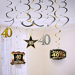 40th Birthday Decorations for Men Women Cheers to 40 Years Birthday Banner and Hanging Swirls for 40 40th Birthday Party Decorations