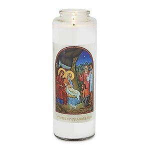 Root Candles Prayer Candles Clear Glass Devotional 7-Day Prayer Candle, 1-Count, Come Let Us Adore Him