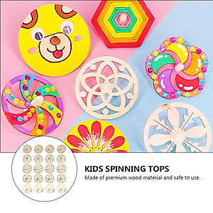 STOBOK Kids Gyroscope DIY Wooden Tops, 20pcs Unfinished Tops DIY Coloring Pattern Wooden Gyroscope Hollow Tops Handicrafts Toy Ready to Decorate Spinners, Wood Craft for Kids Unfinished Wood Gyro