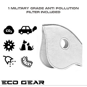 ECO-GEAR Anti Pollution Face Mask with Military Grade Activated Carbon Protection | Anti Smoke, Exhaust Gas, Dust, Pollen | Running, Walking, Cycling and other Outdoor Activities (Pure Red)