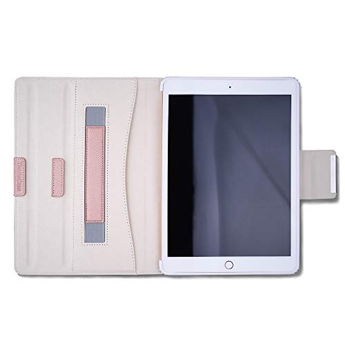 Thankscase Case for iPad 10.2 2021/2020 / 2019, Rotating Cover for iPad 9th Gen / 8th Gen/iPad 7th Gen with Pencil Holder, Wallet Pocket, Hand Strap, Swivel Cover for iPad 10.2 (Rose Gold)