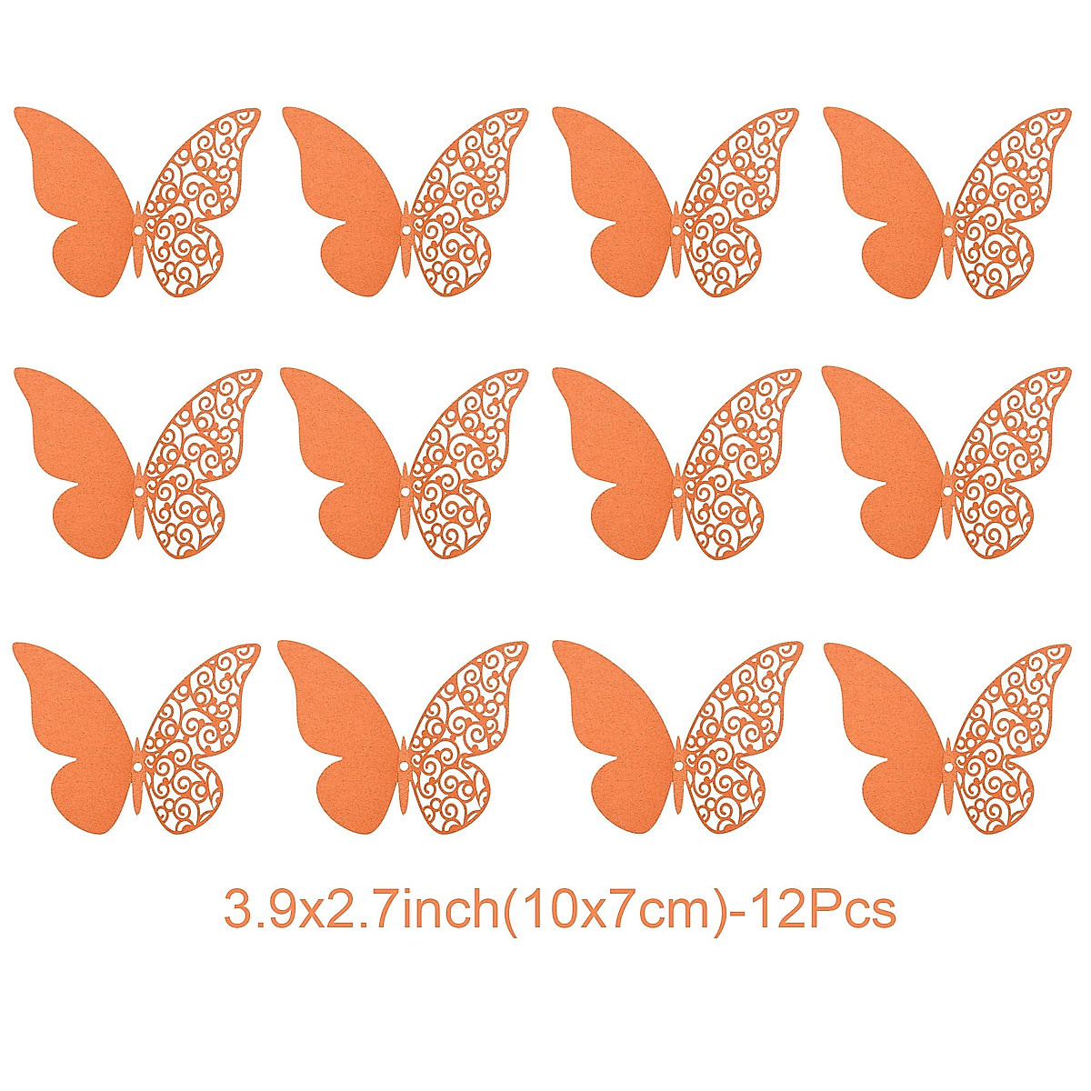 Pengcen 12 Pcs 3D Butterfly Wall Stickers,DIY Wall Decor,Removable Paper Butterflies Sticker,Decoration Kids Bedroom and Wedding,Orange,Pattern A