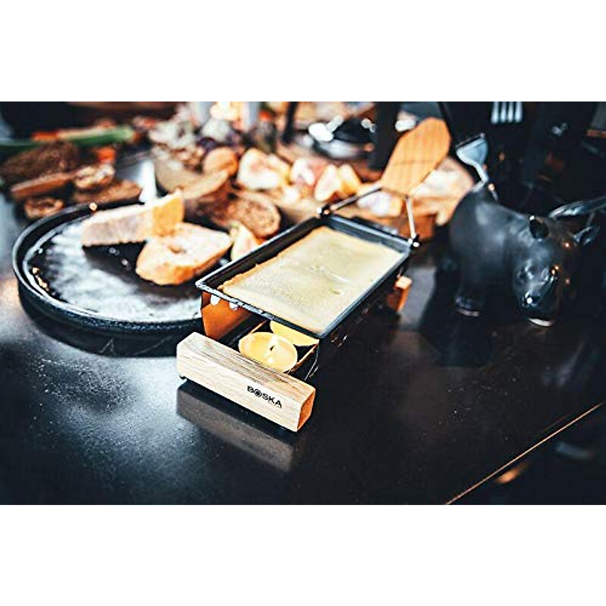 Boska Raclette Grilling Set - Partyclette To Go Set - Suitable for Cheese, Meat, Fish, and Vegetables - Portable Non-Stick - Dishwasher Safe Wedding Registry Items