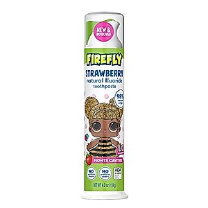 Firefly Kids' Anti-Cavity Natural Fluoride Toothpaste, L.O.L. Surprise!, ADA Accepted, Strawberry Flavor, 4.2 Ounce
