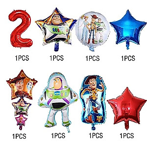 Toy Inspired Story Party Supplies Toy Story 2nd Birthday Foil Balloons for Kids 2nd Birthday Baby Shower Party Decorations (2nd Birthday)