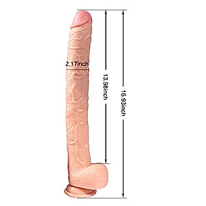 Realistic Extra Long Dildo Thick Dildo with Suction Cup, 16.93Inch Silicone Giant Dildos G Spot Anal Dildo Adult Sex Toys for Women