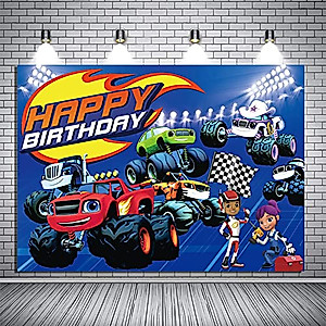 Blaze and The Monster Machines Season Photo Backdrops Monster Machines Photography Background 5x3ft Boys Kids Happy Birthday Party Cake Table Decor Supplies