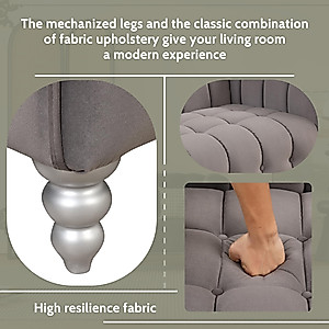 3-Piece Sofa Sets Living Room Sets with Solid Wood legs, Buttoned Tufted Backrest, Dutch Fleece Upholstered Couches Sets Including 3-Seat Sofa, Loveseat and Chair for Living Room (Grey)