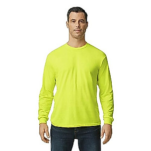 Gildan Heavy Cotton Long Sleeve T-Shirt, Style G5400, 2-Pack, Safety Green, Medium