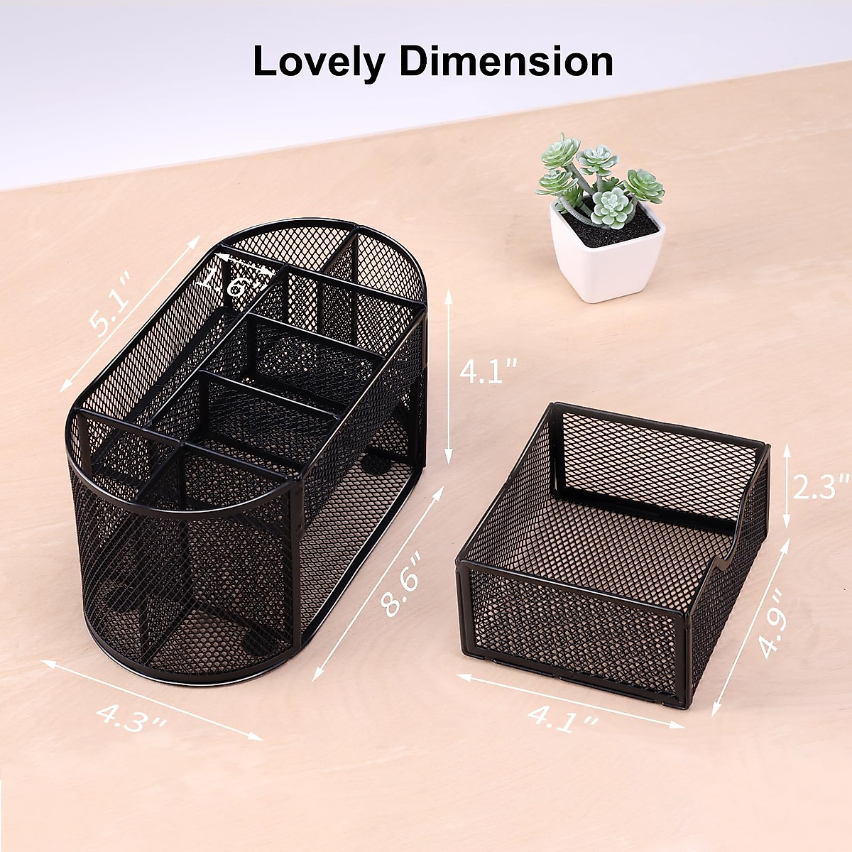 EOOUT Desk Organizers and Accessories, Pencil Holder for Desk, Mesh Office Desk Accessories with 8 Compartments and 1 Drawer Stationery Holder School Supplies