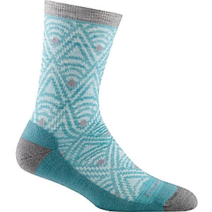 Darn Tough Vermont Deco Crew Lightweight with Cushion Aqua SM (US 4.5-7)